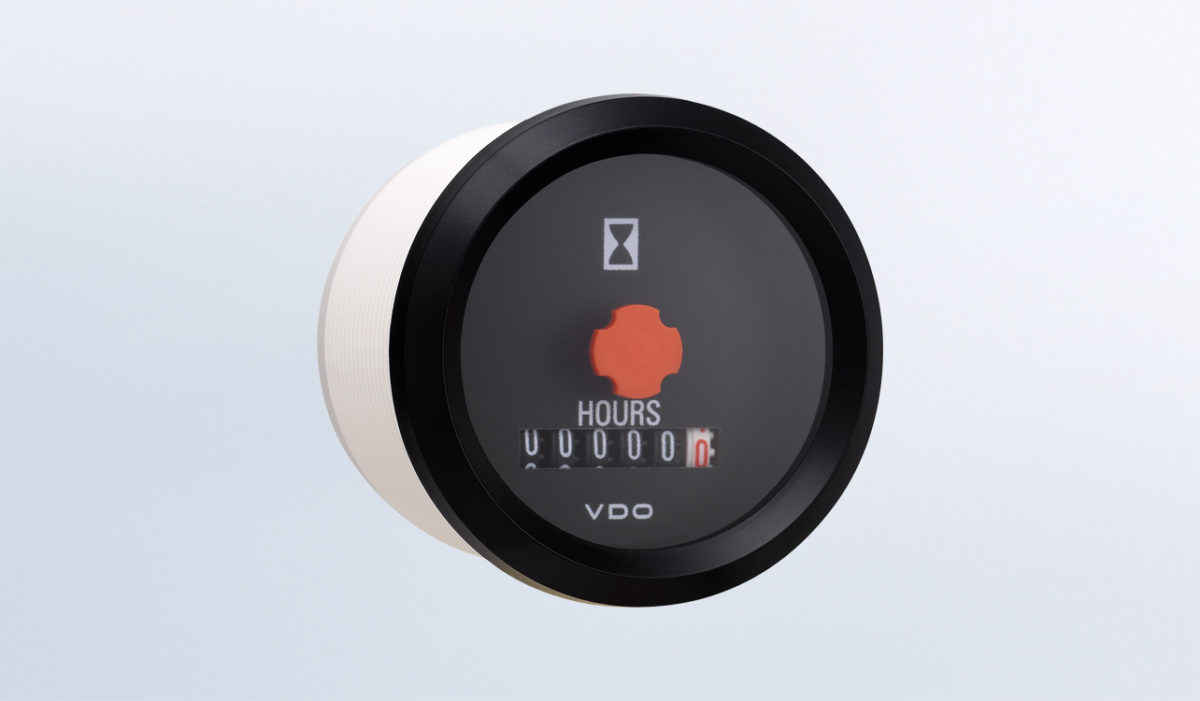 Hourmeter, 100K Hours, Non Illuminated, 12V - VDO Instruments