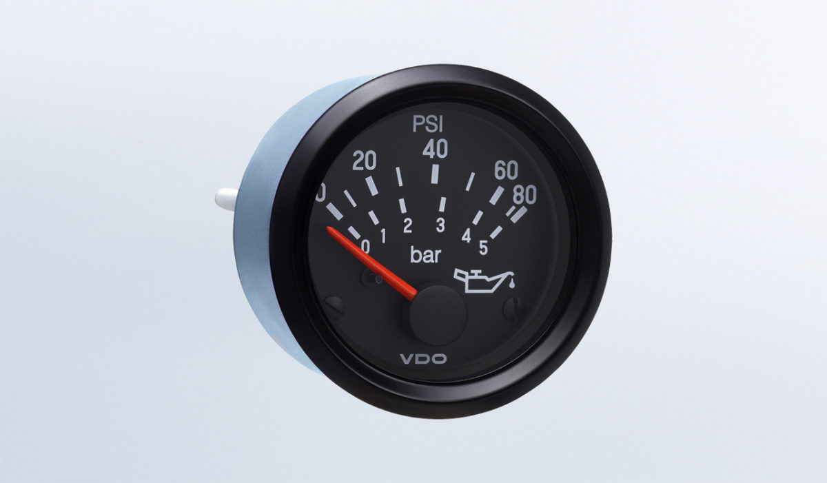 80 PSI/5 bar Oil Pressure Gauge, for VDO Sender, 12V, M4 Stud Connection - VDO Instruments