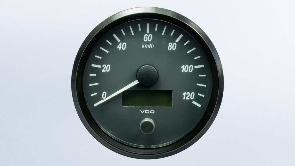 SingleViu 4in (100mm) 120km/h speedometer. Retail pack with harness ...